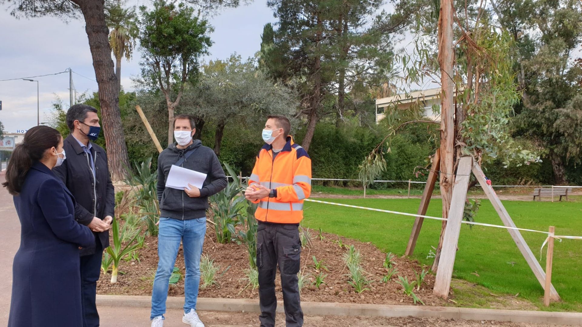 Visite du nouvel aménagement de l'entrée du Parc Exflora - Eric Pauget