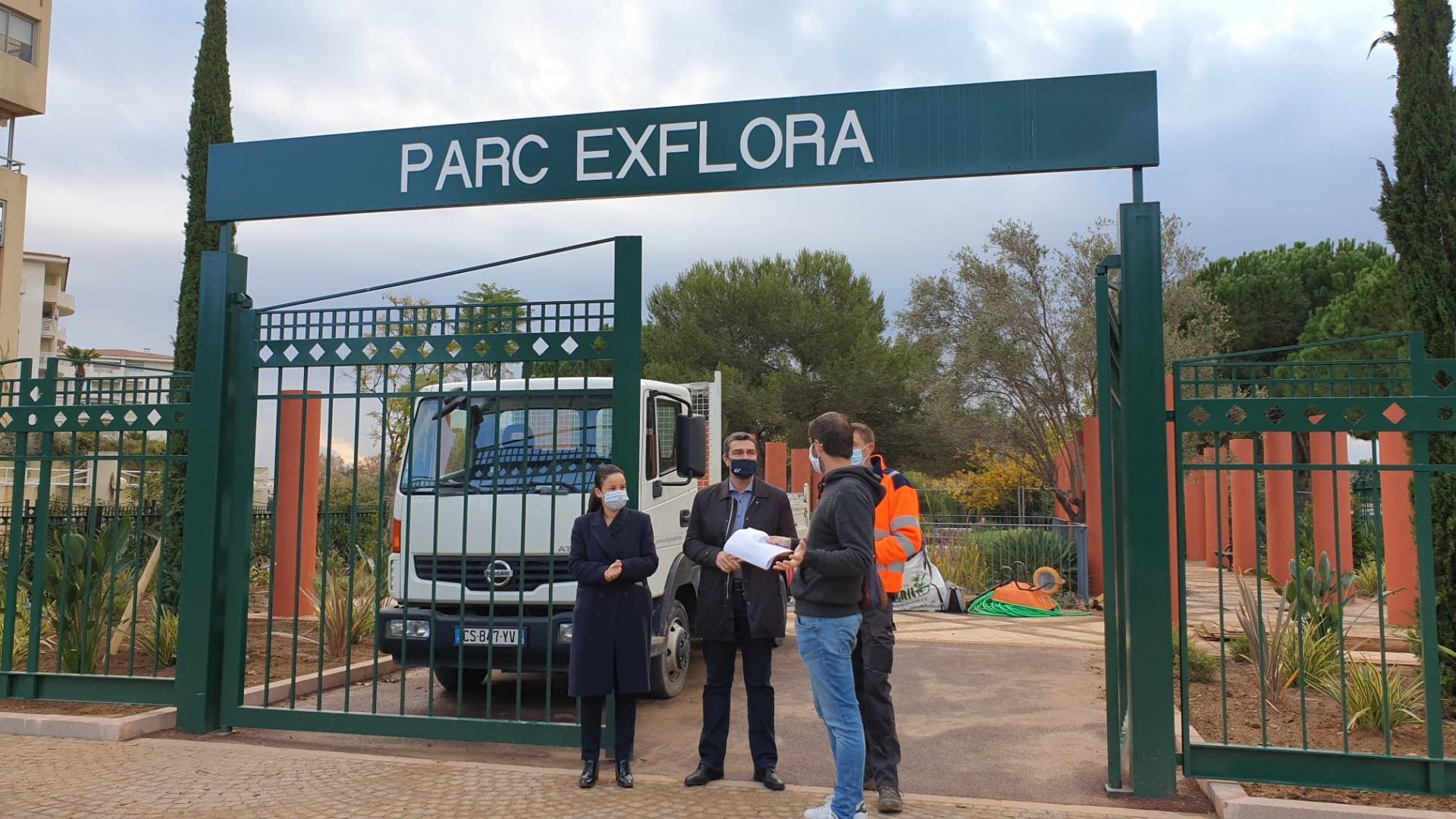 Visite du nouvel aménagement de l'entrée du Parc Exflora - Eric Pauget