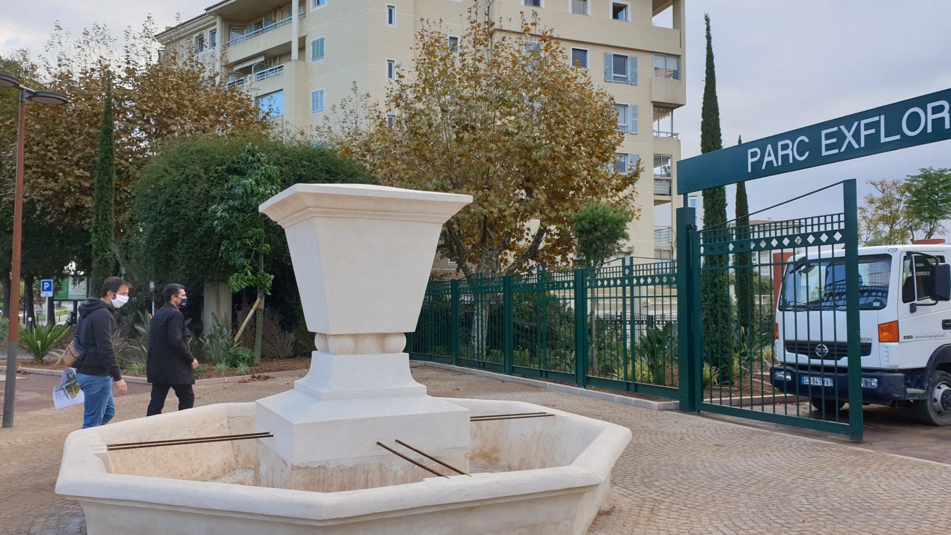 Visite du nouvel aménagement de l'entrée du Parc Exflora - Eric Pauget